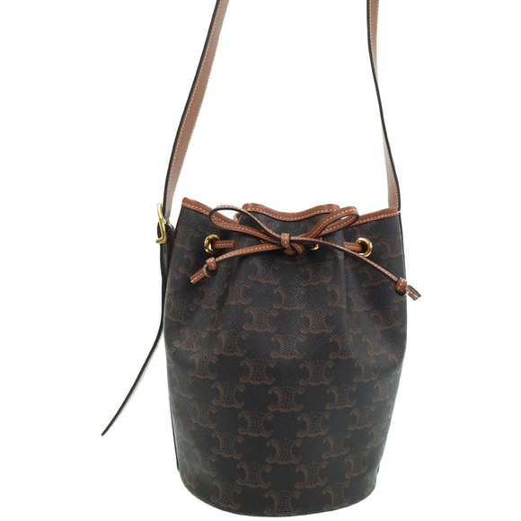 Celine | Bags | Celine Triomphe Small Drawstring Bag Black Brown | Poshmark